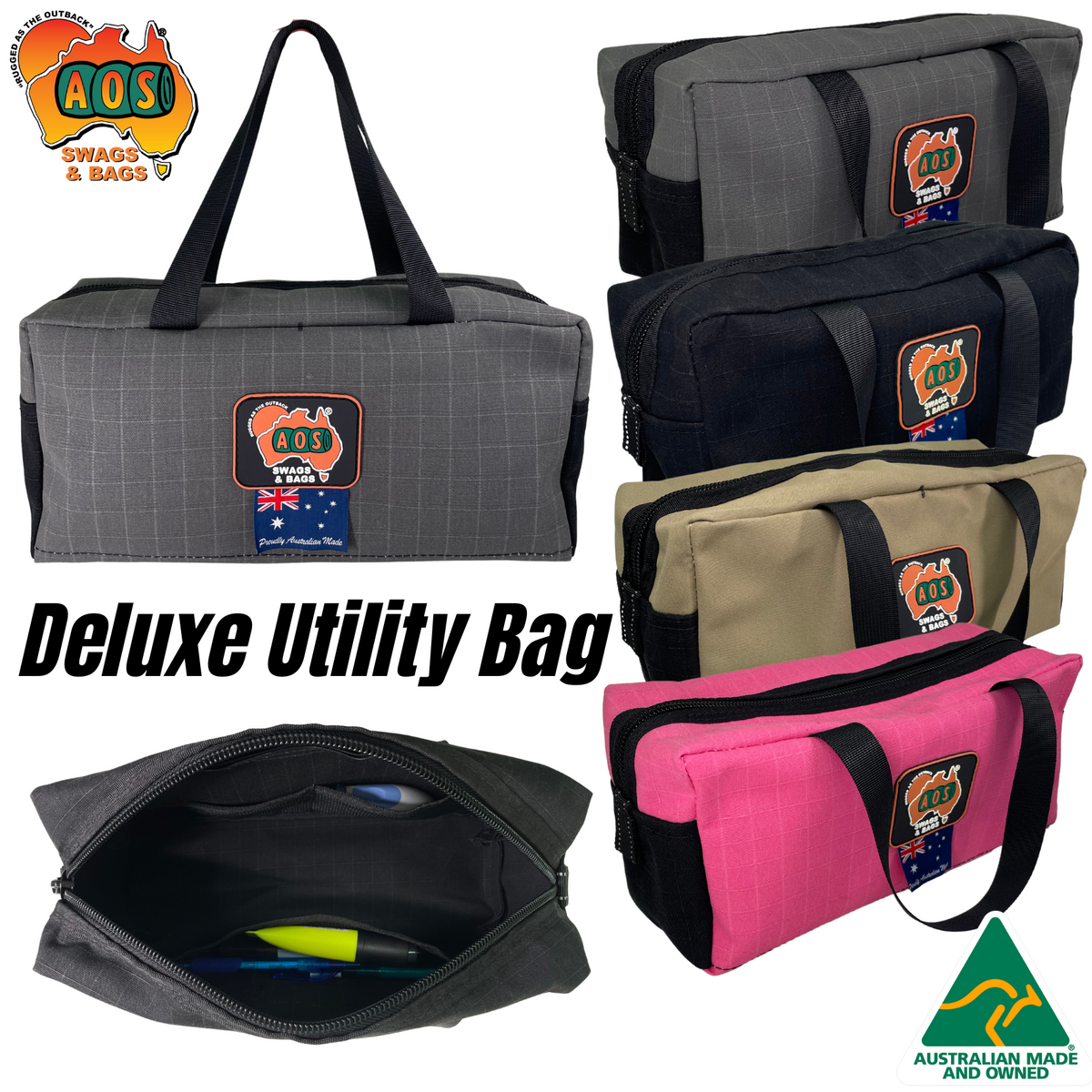 AOS Deluxe Canvas Toiletries Bag w/Mesh Storage Pockets – Aussie ...