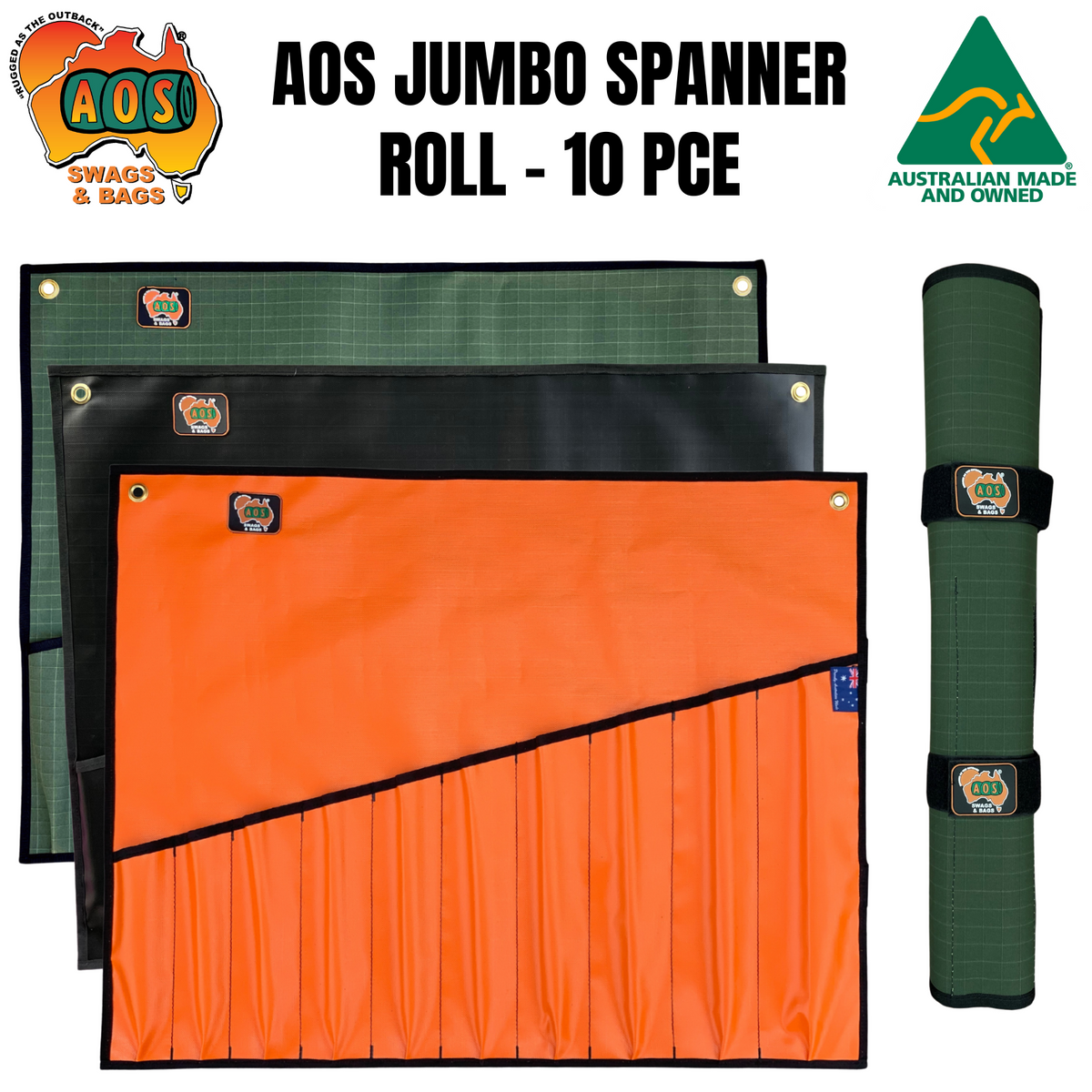 AOS Jumbo Spanner Roll, Tool Wrap – Large 10 Pocket – Aussie Outback ...